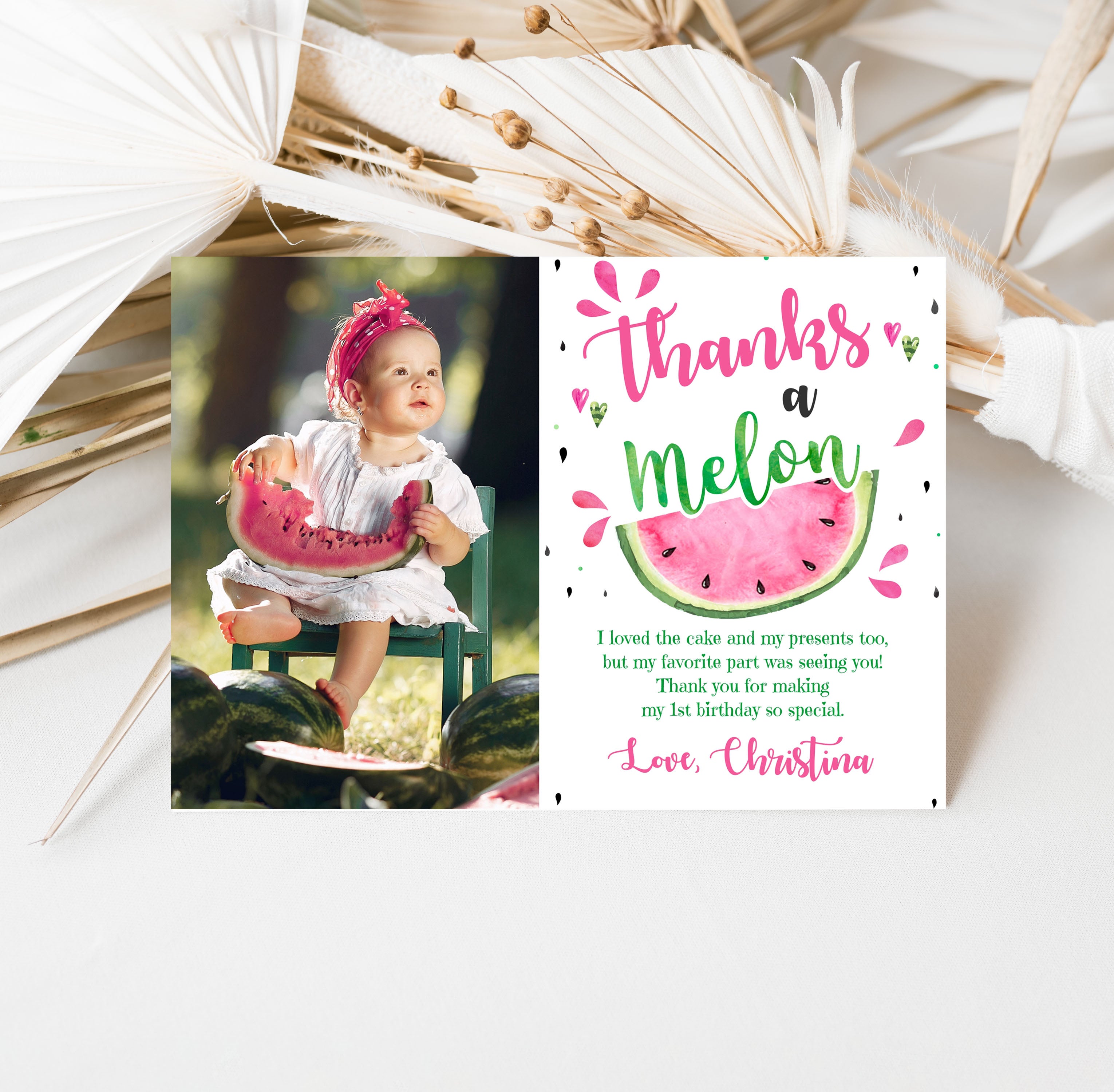 Editable Watermelon Thank You Card – easilyparty